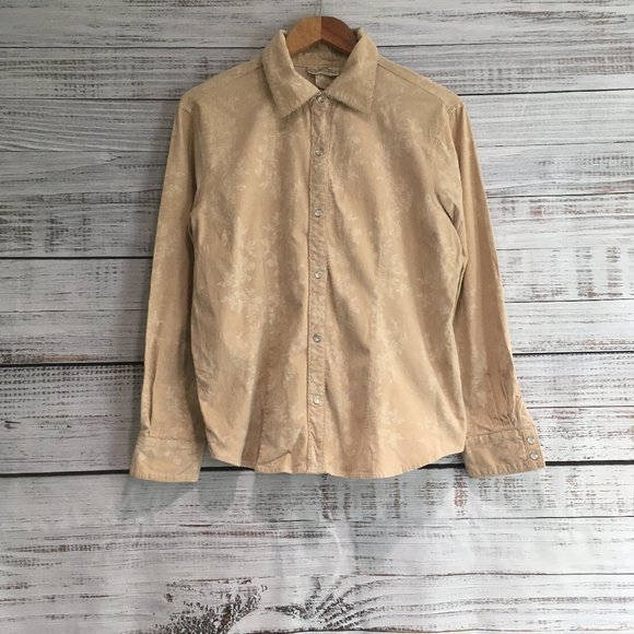 Carroll Reed | Tops | Vintage Tan Corduroy Long Sleeve With Flowered ...